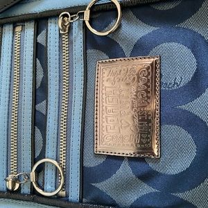 Coach | Bags | Coach Blue Poppy Signature Logo Fabric Tote | Poshmark